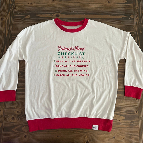 Hallmark Channel | Tops | Womens Hallmark Channel White Red Checklist ...